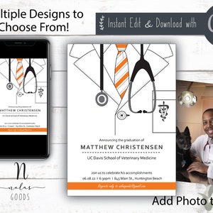Vet Graduation Invite, Veterinary School Graduation Invitation Template ...