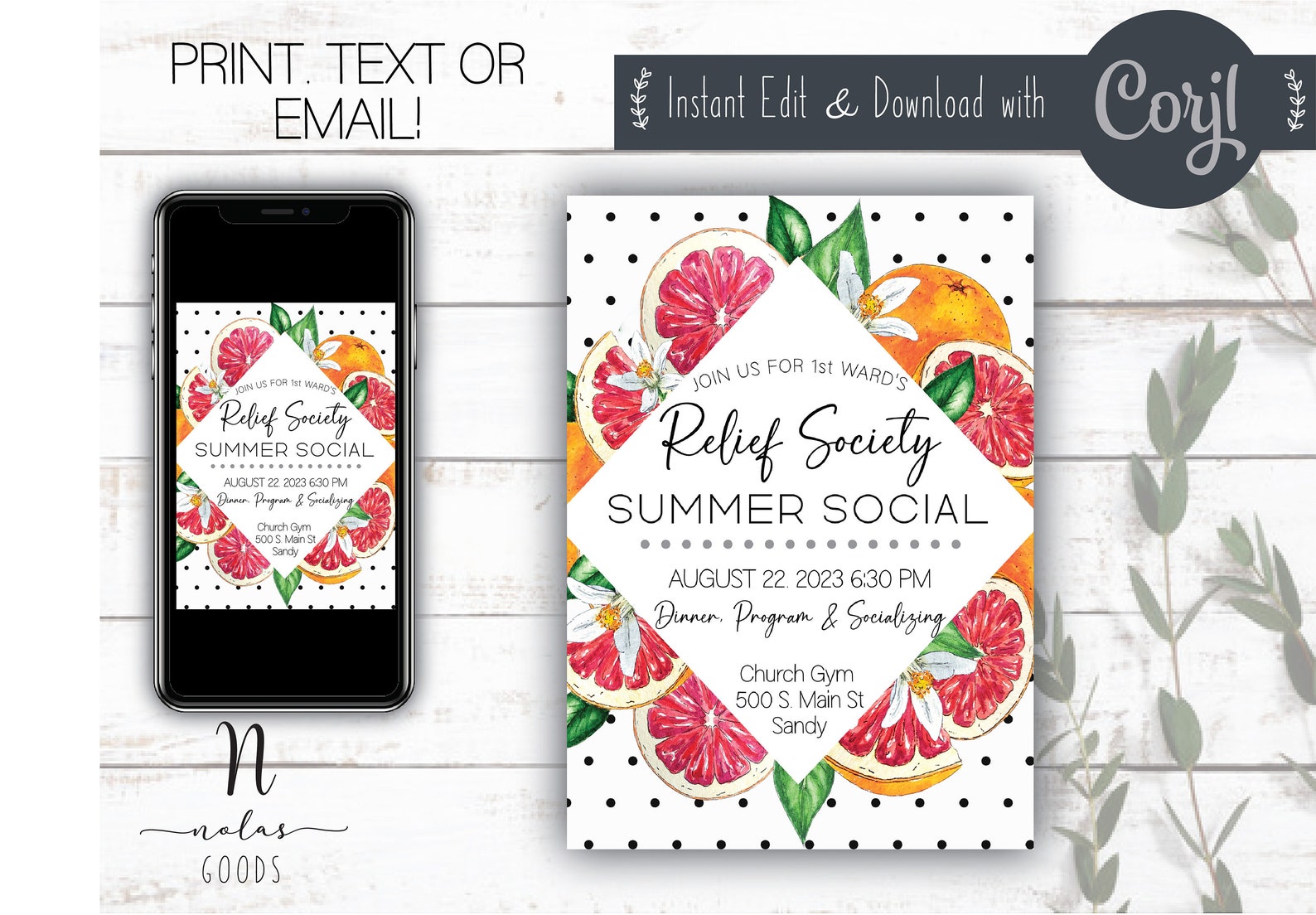 Summer Salad Social Invitation Download, Relief Society Invitations ...