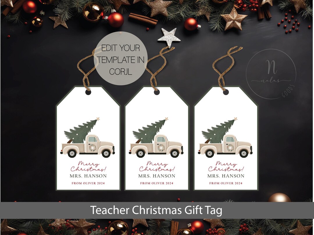 Teacher Christmas Tags, Christmas Teacher Gift Tag Printable, Teacher ...