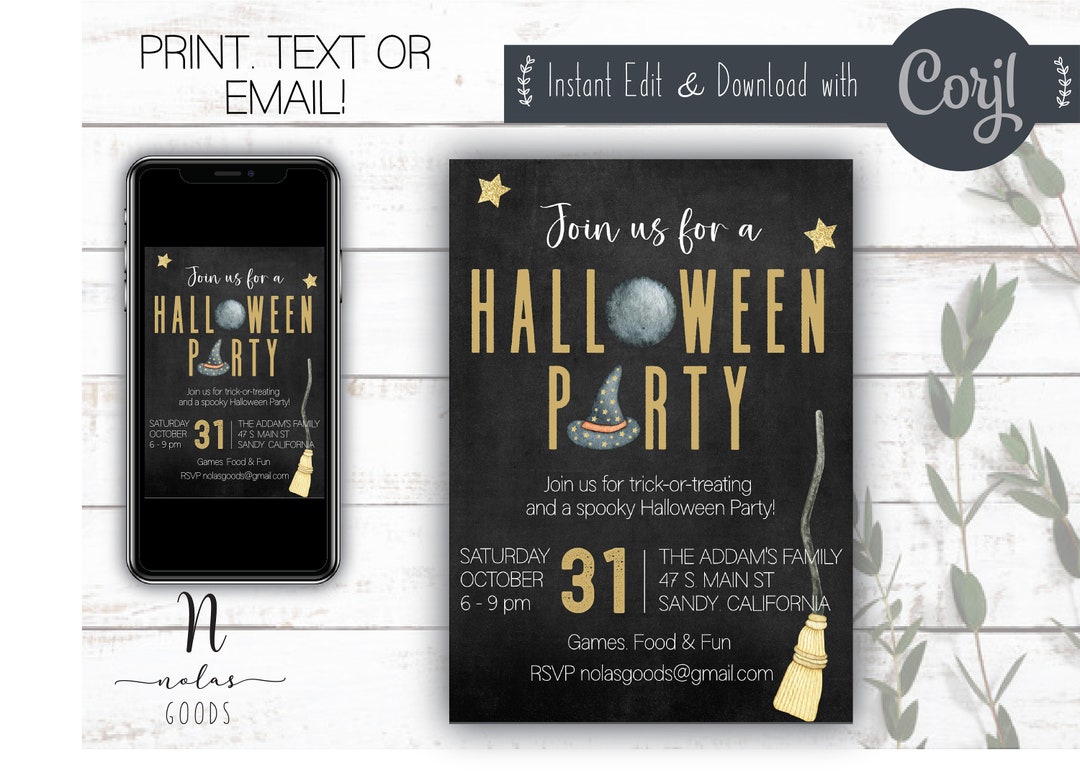 Halloween Party Invite Kids, Halloween Bash Invitation, Kids Halloween ...