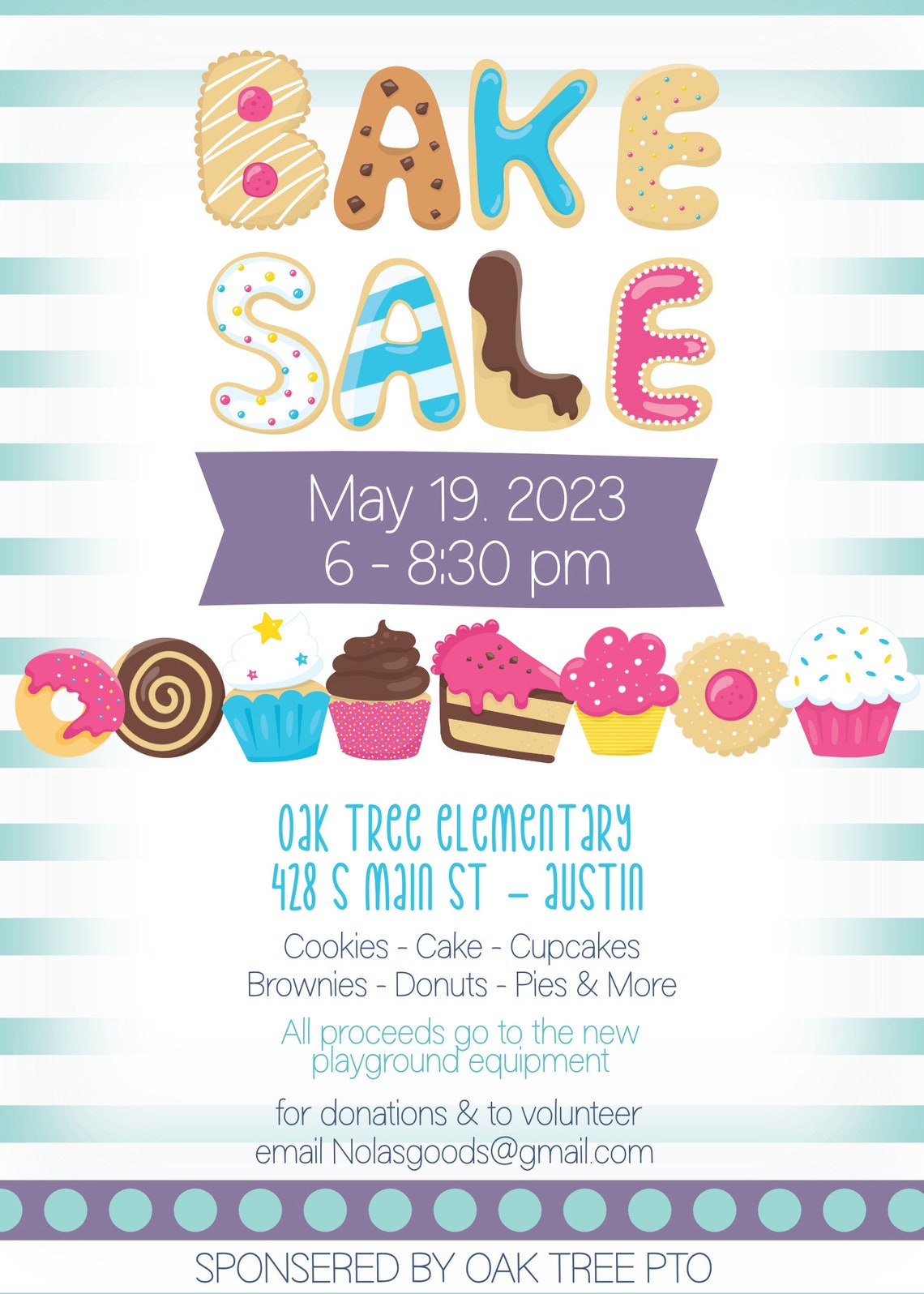Bake Sale Flyer Template School Fundraiser Flyer Digital PTO - Etsy