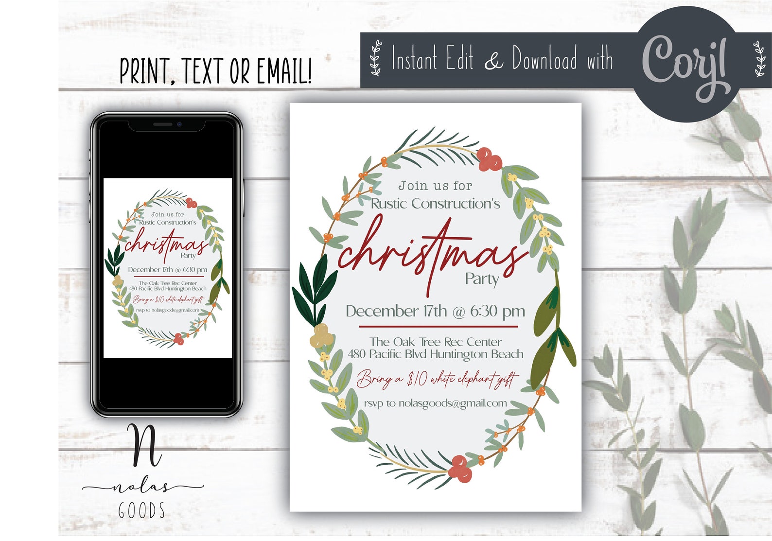 Corporate Christmas Party Invitations, Work Party Invite Template ...
