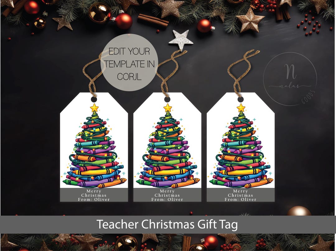 Christmas Teacher Gift Tag Printable, Editable Christmas Tags, Teacher ...