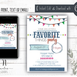 Favorite Things Party Invitation Printable, My Favorite Things ...