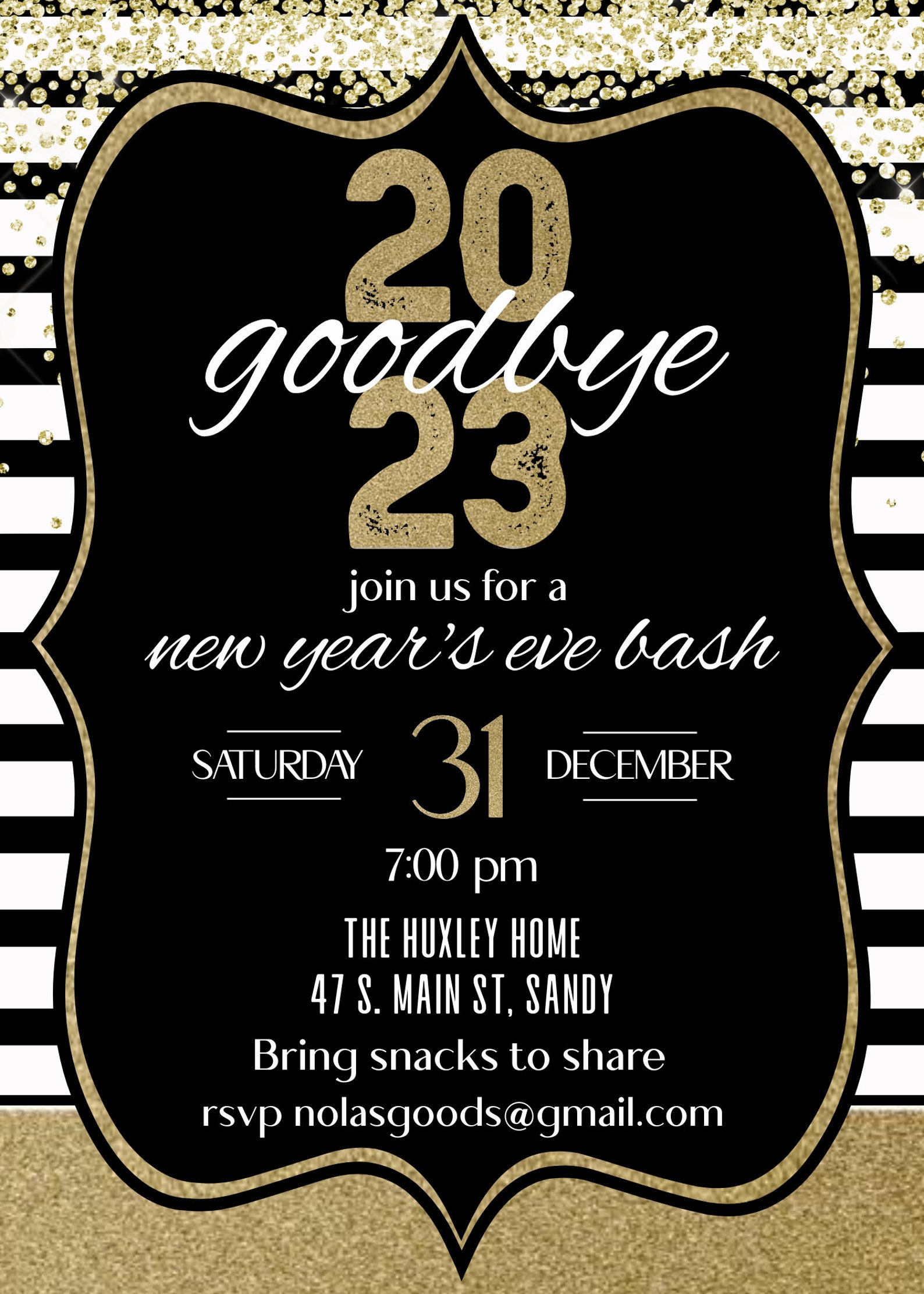 New Years Eve Party Invitation, New Years Invitation Template, Digital ...