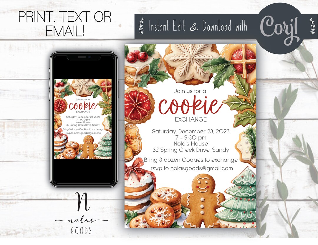 Christmas Cookie Swap, Christmas Cookie Exchange Printable, Cookie ...