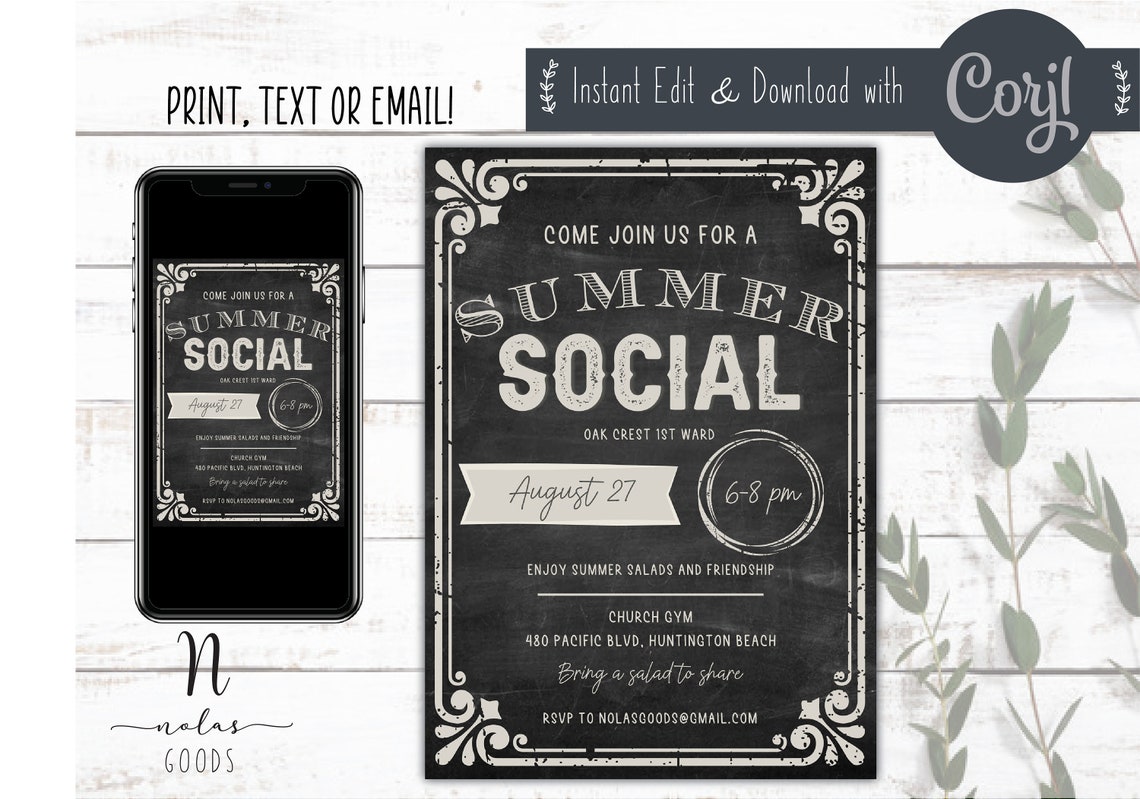 Relief Society Invitation Salad Social Invitations Printable - Etsy