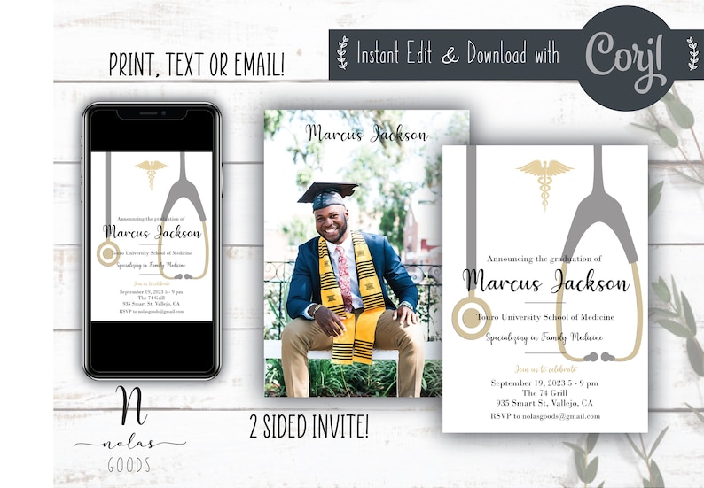 Medical School Graduation Invitation Doctor Graduation - Etsy