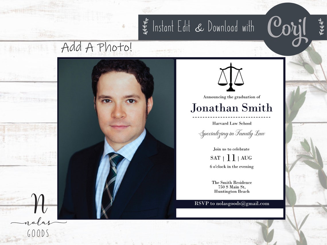 Law School Graduation Invitation Digital Law School | Etsy