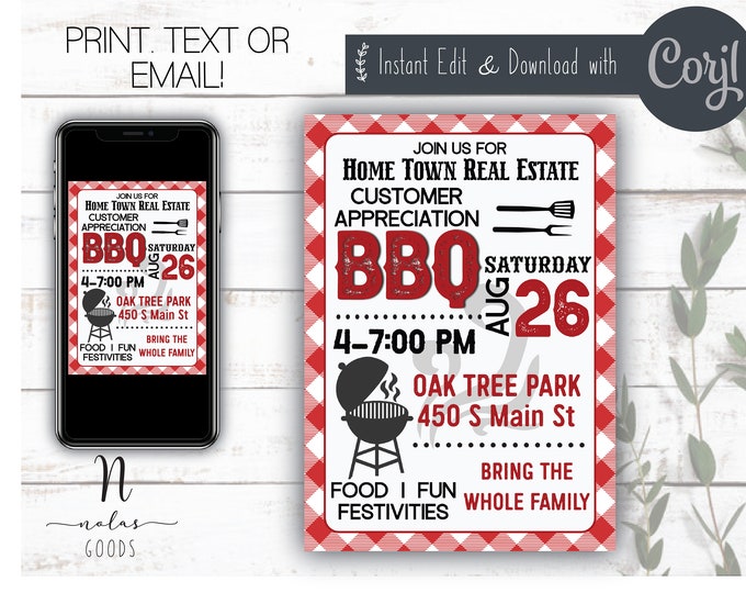 Appreciation BBQ Party Invitation, Customer Client Thank You Event ...