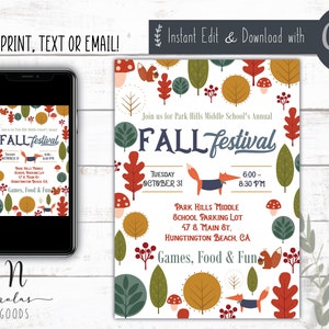 Fall Festival Invite Template, Fall Festival Flyer Digital Download ...