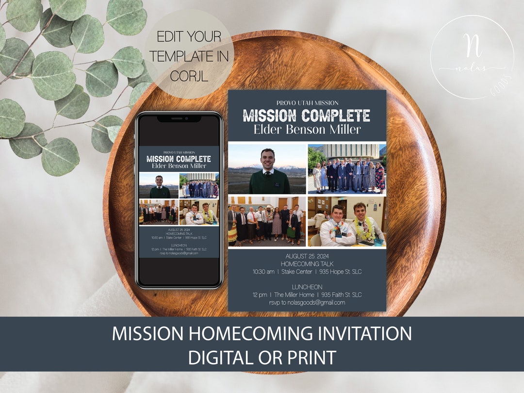 LDS Missionary Homecoming Invitation, Missionary Open House Invitation ...