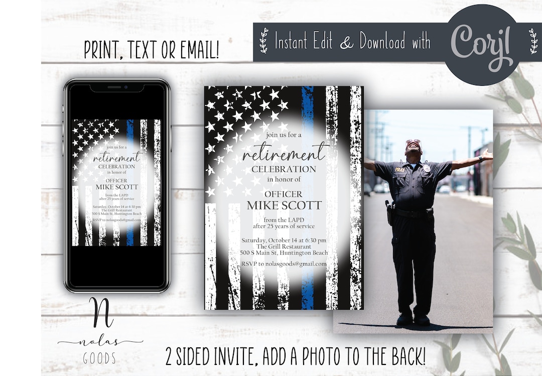 Police Retirement Invitation, Retirement Party Invitation Template ...