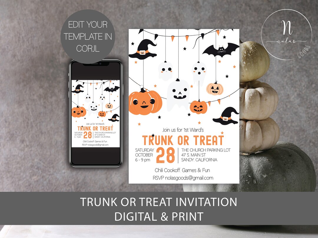 Editable Trunk or Treat, Trunk or Treat Flyer Church, Halloween Trunk ...