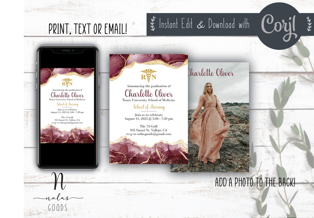 Nurse Graduation Invitation With Photo, RN Graduation Announcement ...