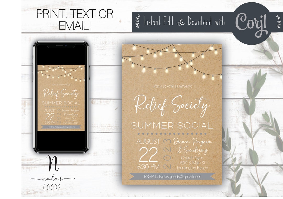 Relief Society Invites, Summer Social Flyer, Relief Society Activity ...