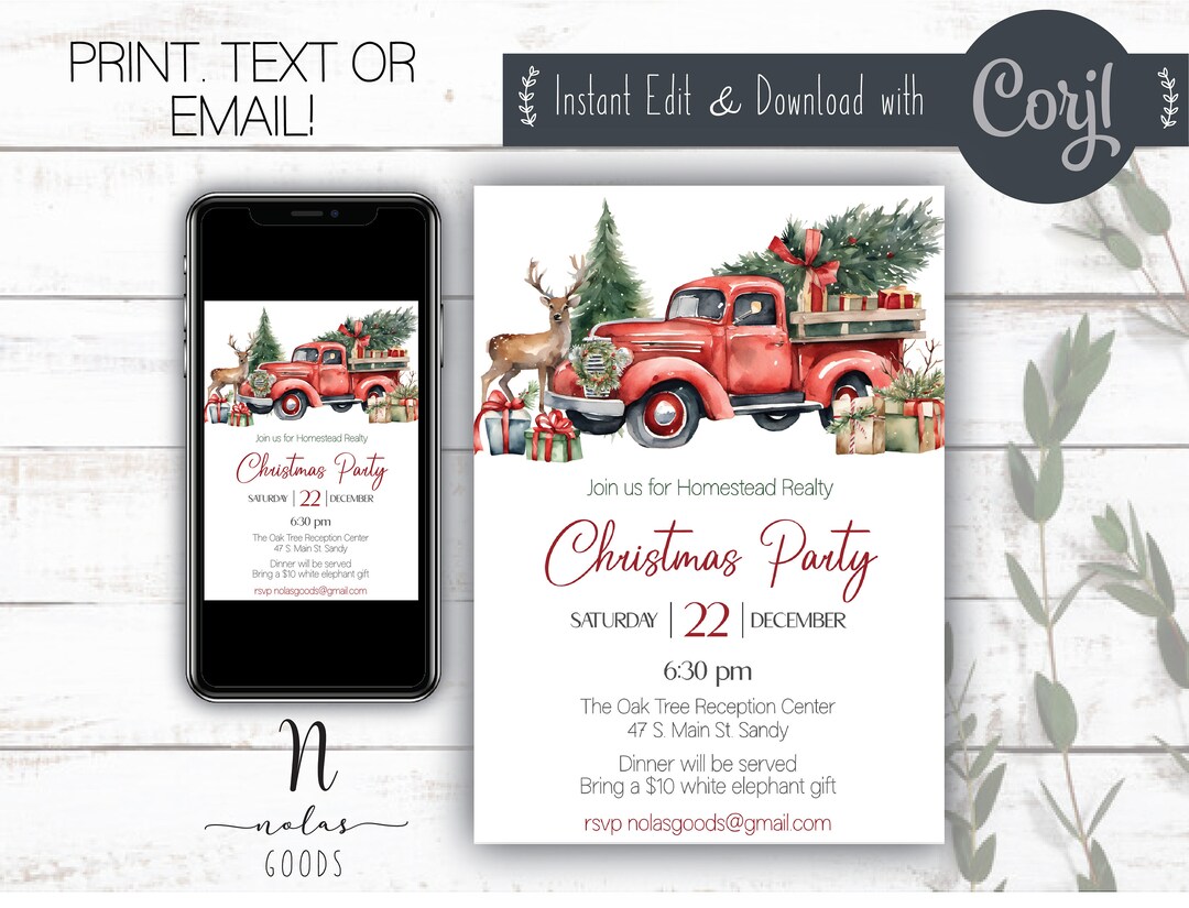 Company Christmas Party Invite, Corporate Christmas Party Invitation ...