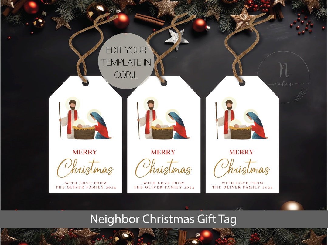 Nativity Christmas Tags Editable, Christmas Treat Gift Tags, Neighbor ...