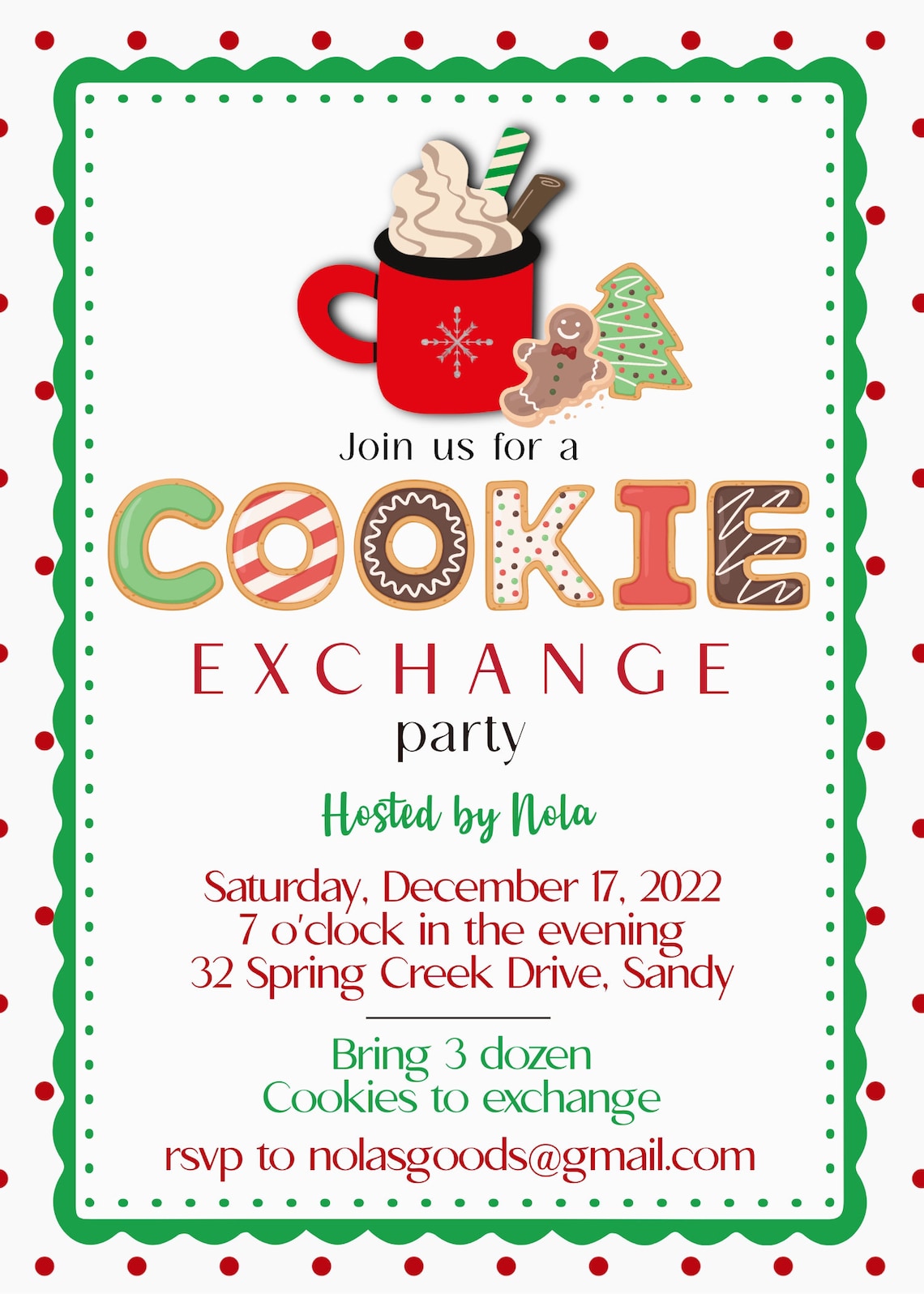 Christmas Cookie Exchange Invitation Cookie Exchange Flyer - Etsy