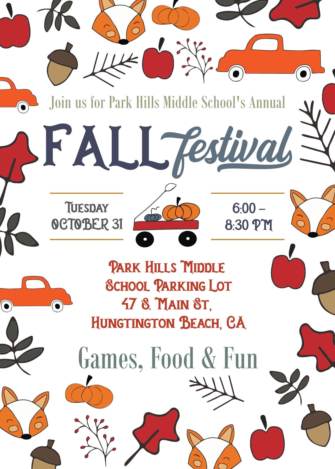 Fall Festival Invitation for Kids Fall Festival Flyer Digital - Etsy