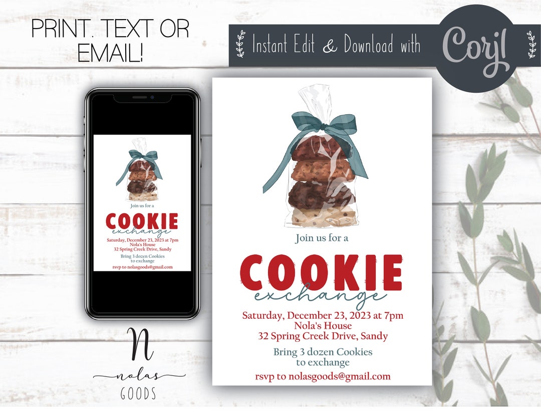 Christmas Cookie Exchange Invitation, Cookie Exchange Flyer, Cookie ...