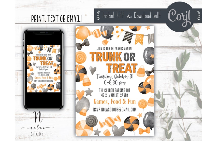 Halloween Trunk or Treat Invitation Template Trunk or Treat - Etsy