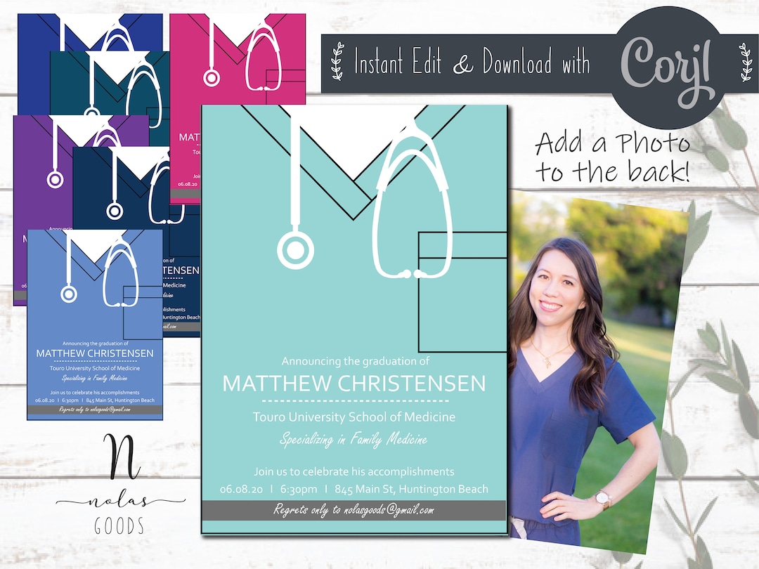 Medical School Graduation Announcement, Nurse Graduation Invitation ...