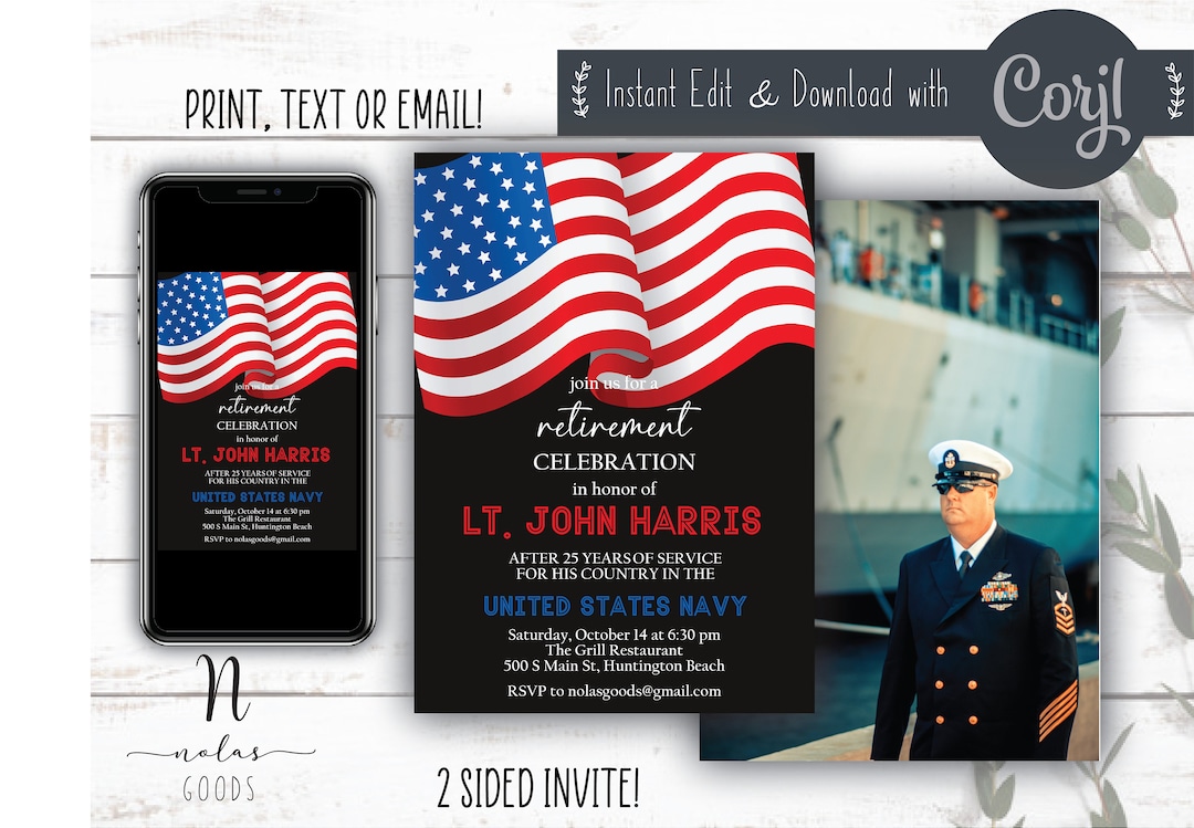 Military Retirement Invitation, Retirement Invitation With Photo ...