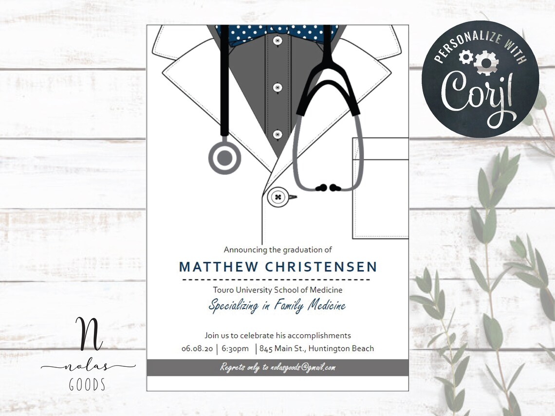 Medical School Graduation Invitation, Doctor Graduation Invitation ...