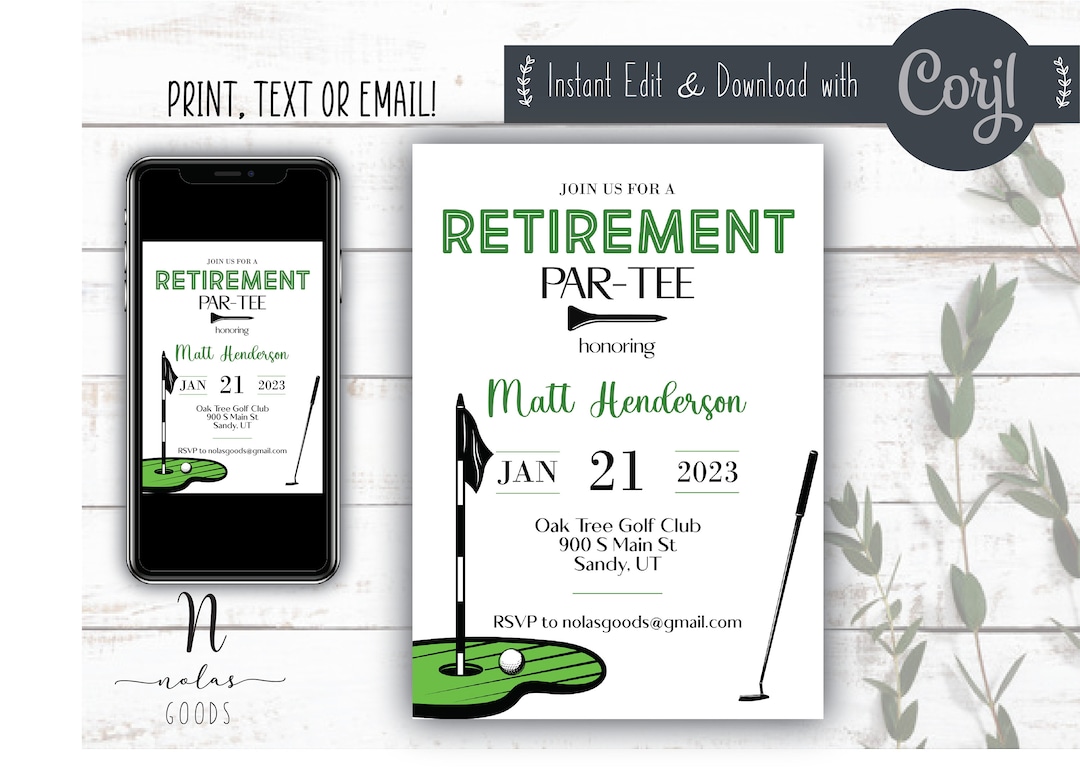 Golf Retirement Party Invitation, Retirement Party Invitation Template ...
