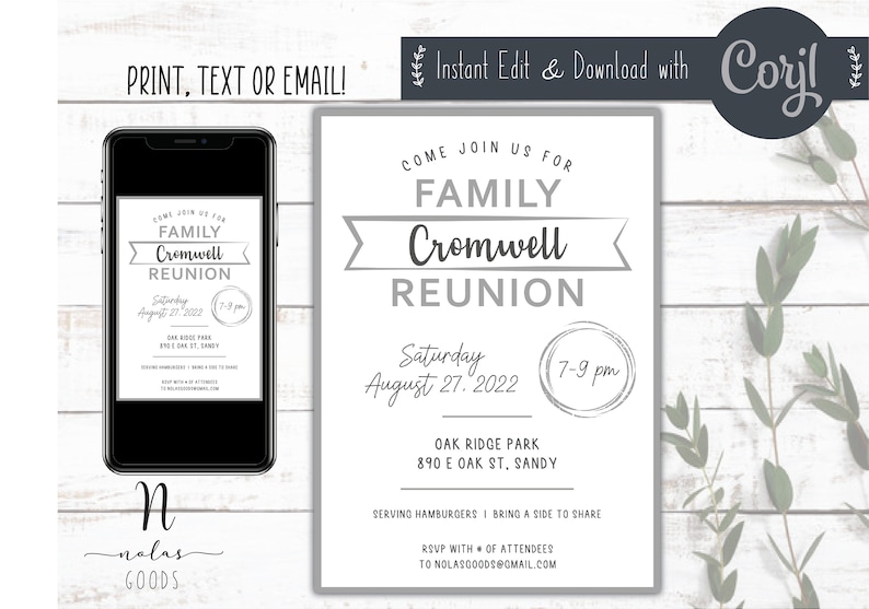Family Reunion Invitation Customizable, Cousin Reunion Invite, Family ...