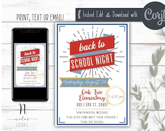 Back to School Night Printable or Digital Invitation Template - Etsy