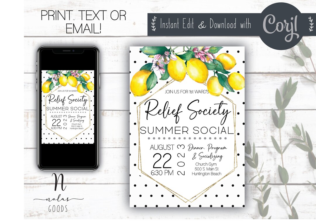 Relief Society Invitations, Summer Salad Social Invitation Download ...