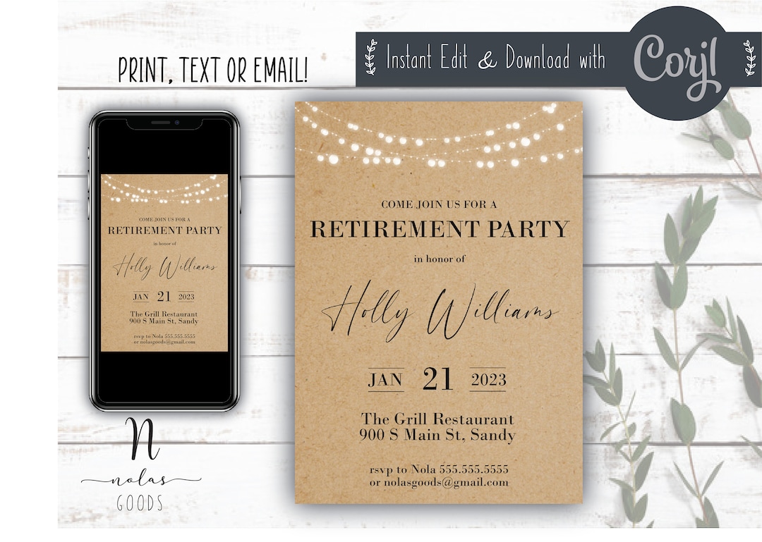 Retirement Invite for Man, Retirement Party Invitation Template ...
