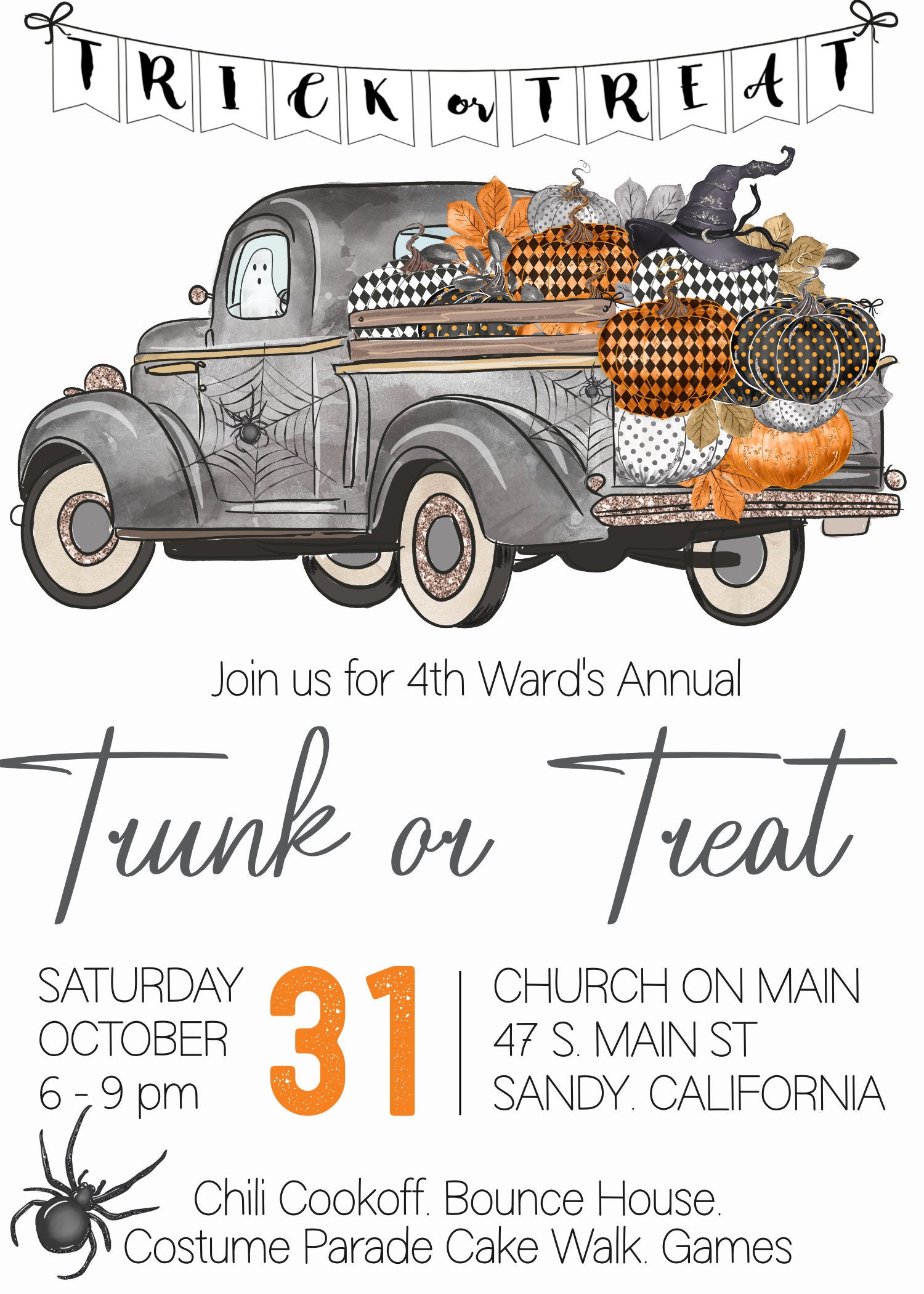 Trunk or Treat Flyer Church, Halloween Trunk or Treat Posters 18x24 ...