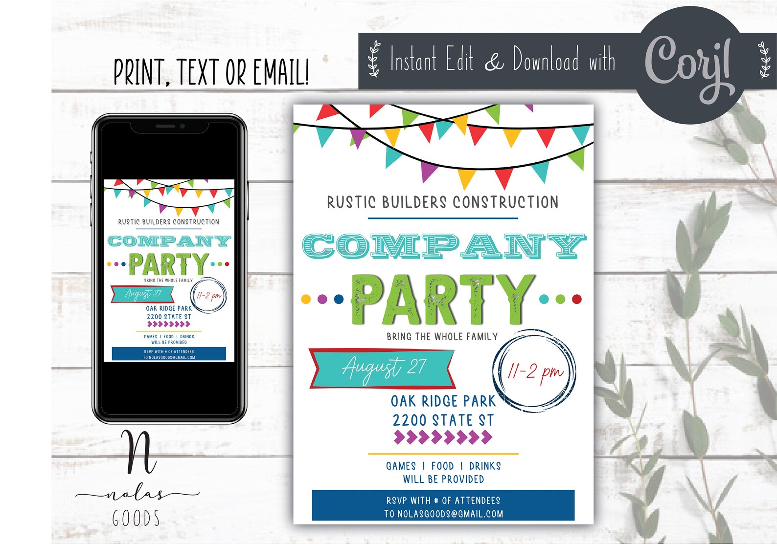 Company Picnic Invitation Editable, Company Party Invitation Digital ...