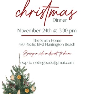 Christmas Dinner Party Invite Template, Winter Dinner Party Invitation ...