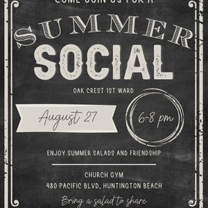 Relief Society Invitation, Salad Social Invitations Printable, Summer ...