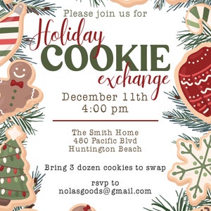 Cookie Exchange Party Invitation Digital, Christmas Cookie Exchange ...