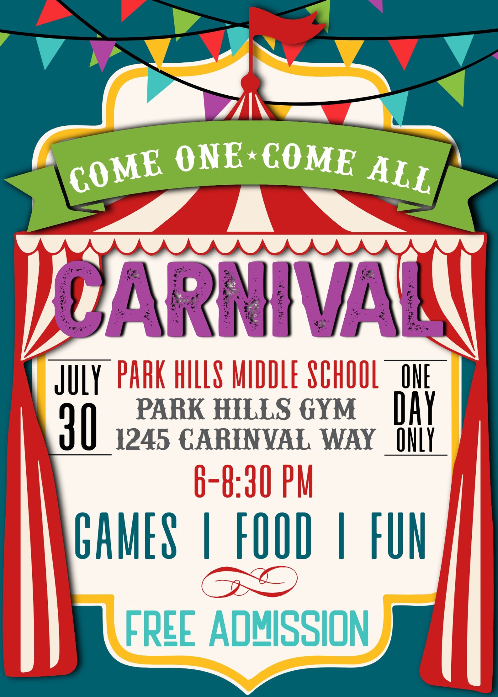 Editable Carnival Flyer School Carnival Flyer Carnival - Etsy