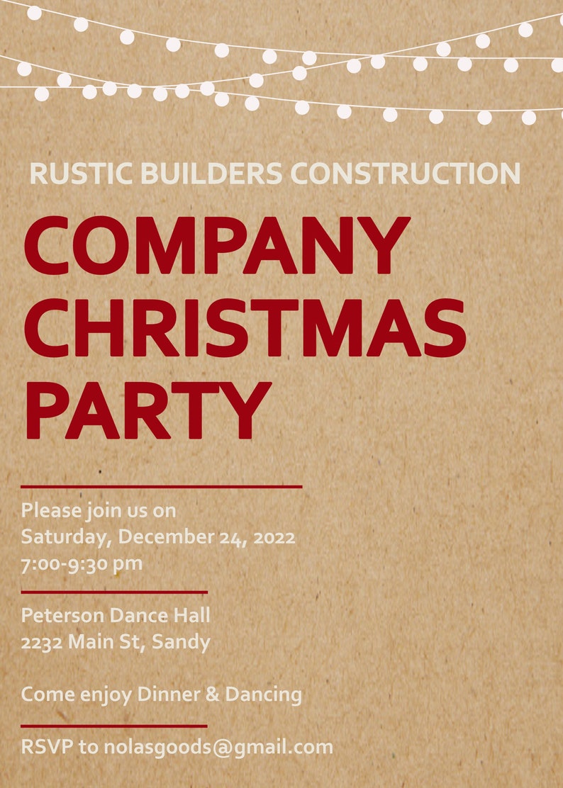 Company Christmas Party Save the Date, Work Christmas Party Invite ...