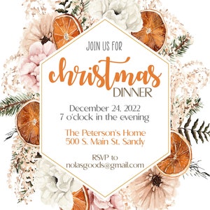 Christmas Dinner Invitation Digital, Christmas Dinner Party Invite ...