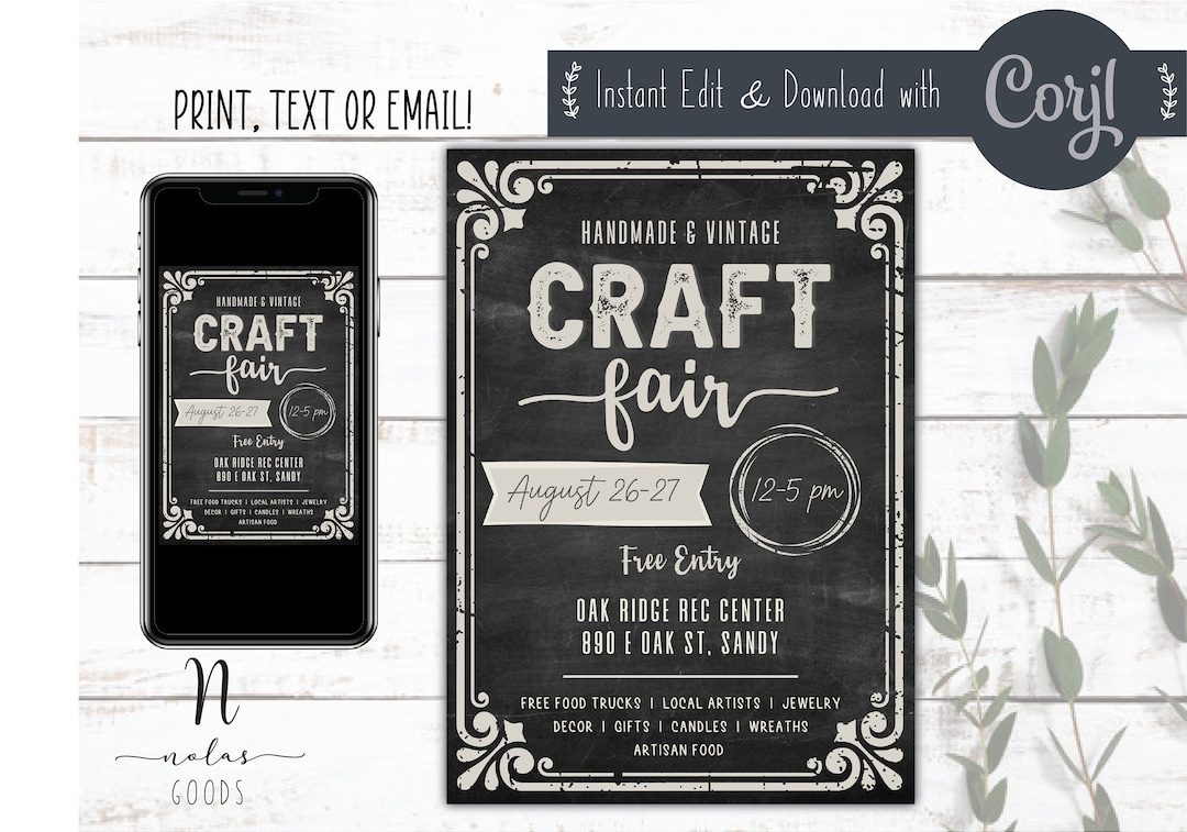 Craft Fair Flyer, Craft Show Invitation Printable, Craft Show Flyer ...