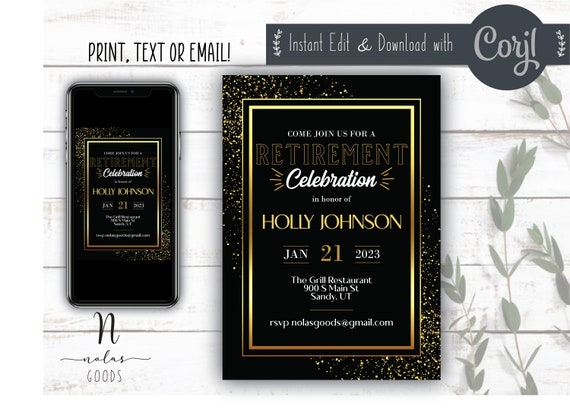 Retirement Party Invitation Template Retirement Invite for - Etsy
