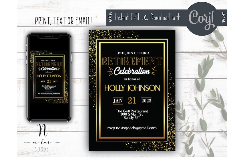 Retirement Party Invitation Template, Retirement Invite for Man ...