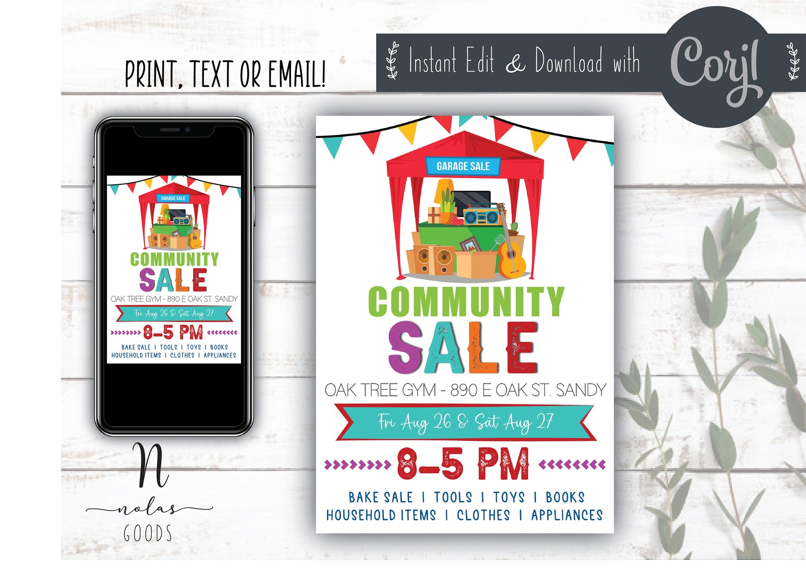 Community Garage Sale Flyer Digital, Community Yard Sale Flyer ...