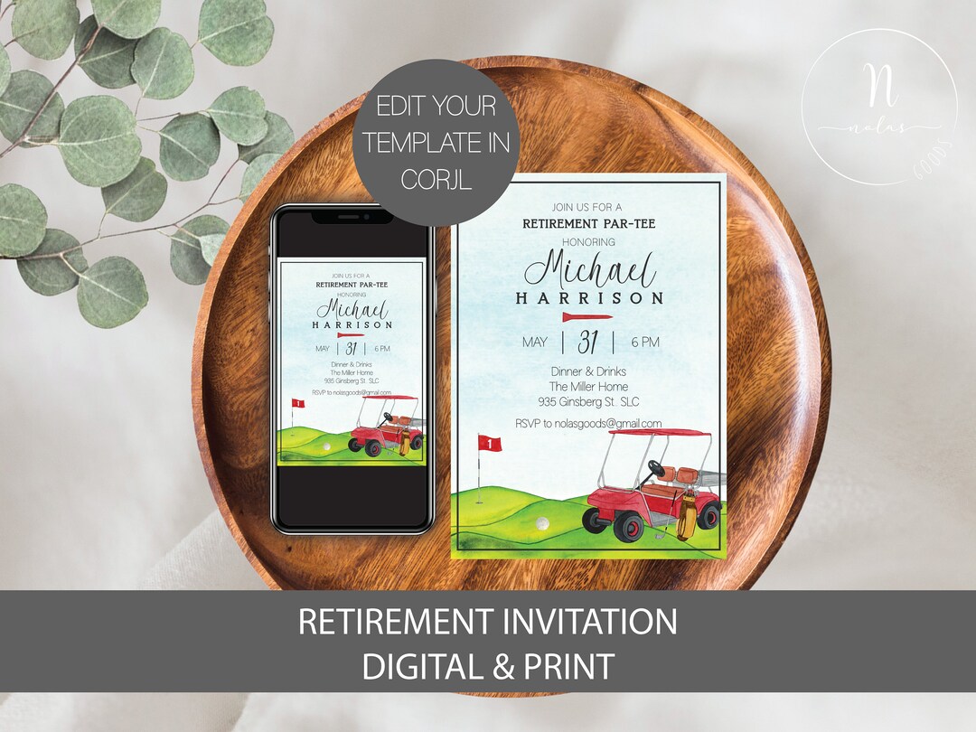 Golf Retirement Invitations, Retirement Invitation for Men, Retirement ...