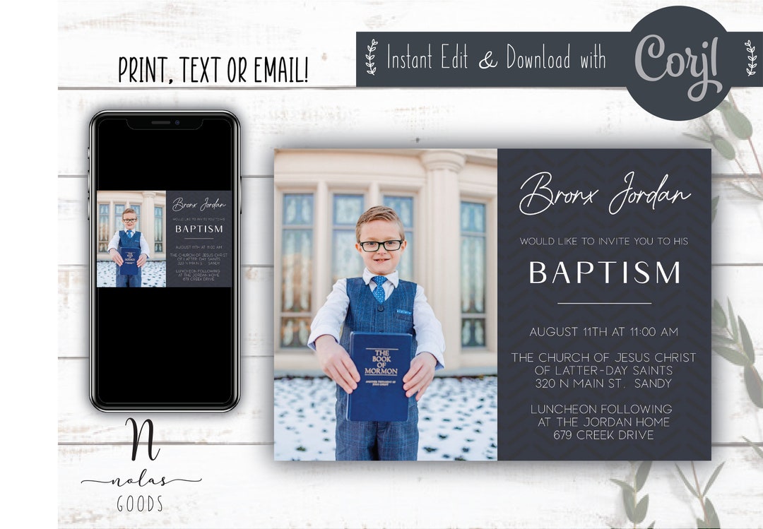 LDS Baptism Invitation Boy, LDS Baptism Invitation Instant Download ...