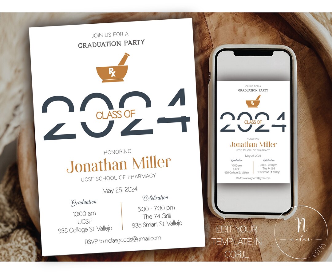 Pharmacy Graduation Invite, Pharmd Graduation Announcement, Pharmacy ...