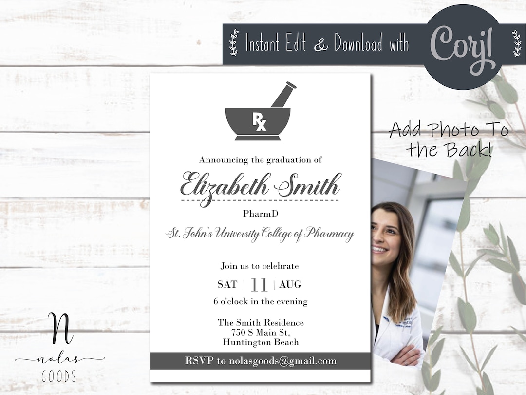 Pharmacy School Graduation Party Invitation, Pharmacist Invitation ...